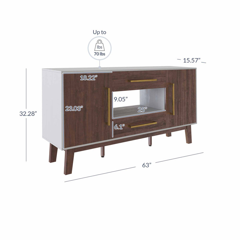 Ebern Designs Raelynne 63" Wide 2 Drawer Sideboard & Reviews | Wayfair